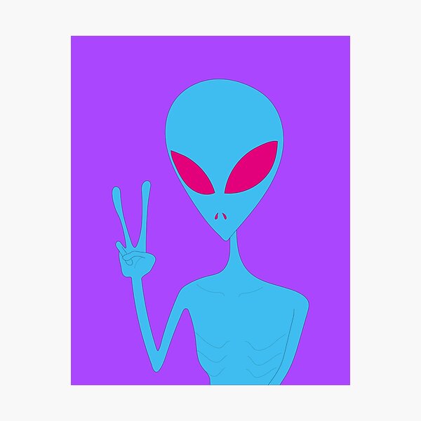 Peace Sign Alien Wall Art | Redbubble
