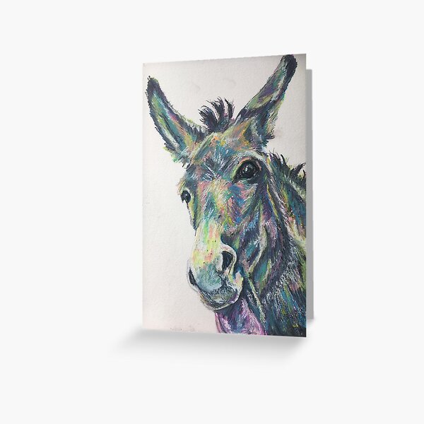 "Cheeky scruffy colourful donkey" Greeting Card by Merlinsmates | Redbubble