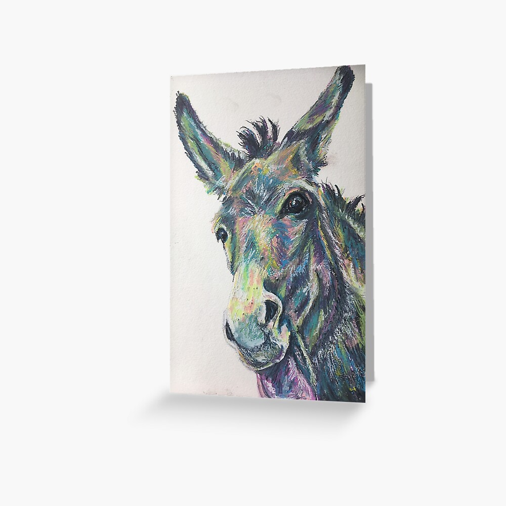 "Cheeky scruffy colourful donkey" Greeting Card by Merlinsmates | Redbubble