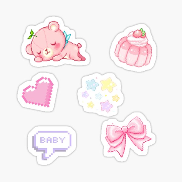"Kawaii pink Sticker pack" Sticker for Sale by verulukasova | Redbubble