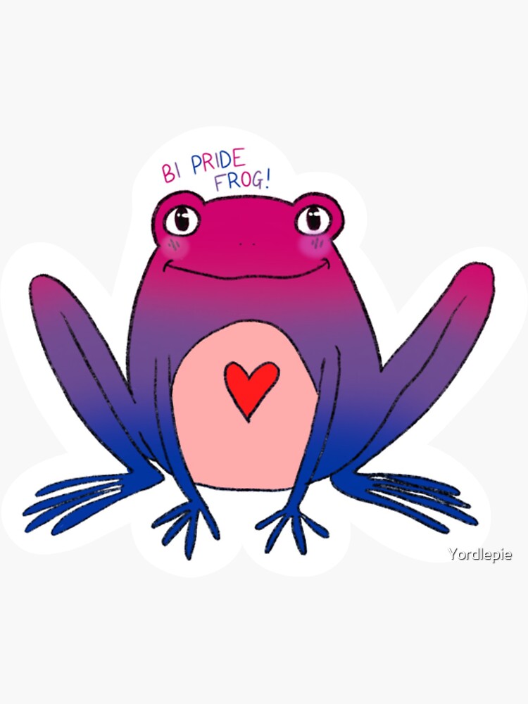"Bi pride lgbtq+ frog cute " Sticker by Yordlepie | Redbubble