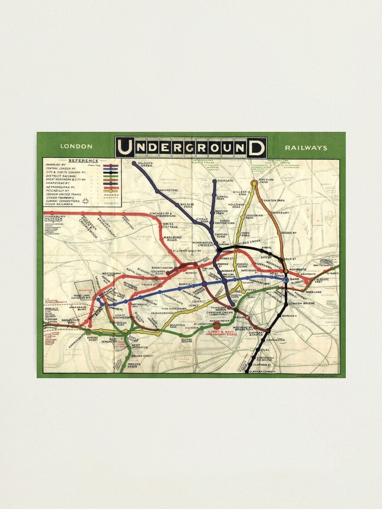 "London Underground Map 1908" Photographic Print by abbazabba | Redbubble