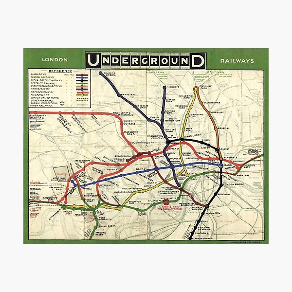 "London Underground Map 1908" Photographic Print by abbazabba | Redbubble