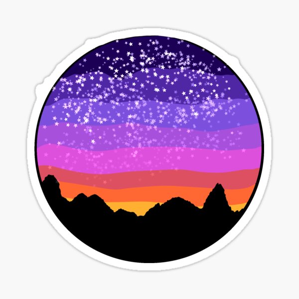 "Summer Night Sky Mountains and Sunset Drawing" Sticker for Sale by ...