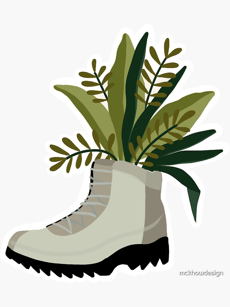 "Boot with Plants" Sticker for Sale by mckhowdesign | Redbubble
