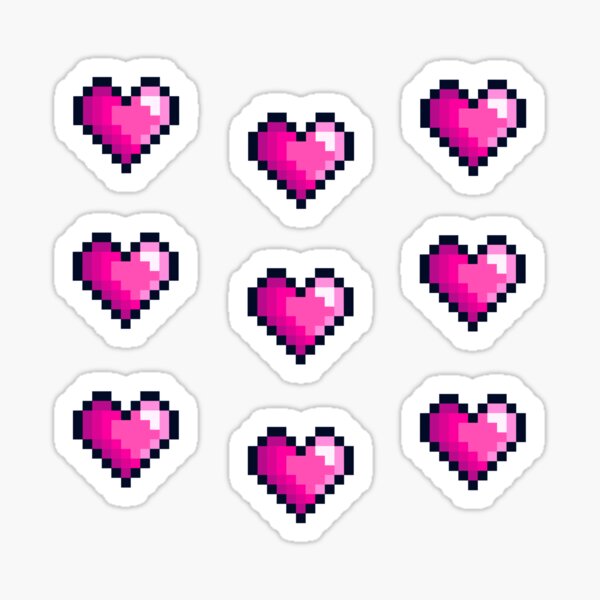 "Pink pixel hearts pack" Sticker for Sale by xz-designs | Redbubble