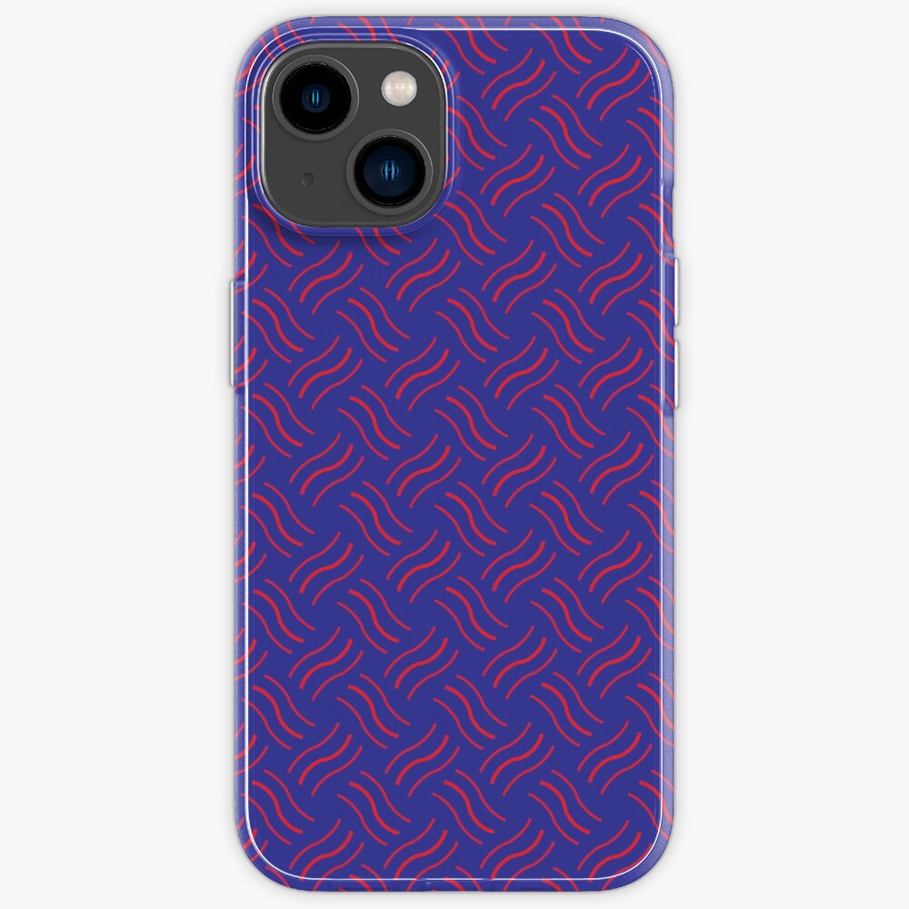 "Geometric Squiggly Criss Cross line Pattern no.1 Purplish Blue and Red ...