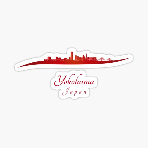 "Yokohama skyline in red" Sticker by paulrommer | Redbubble