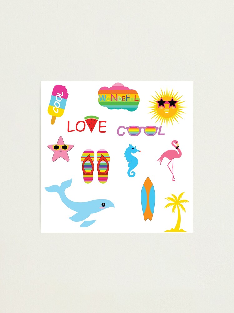 "cute summer beach stickers pack" Photographic Print for Sale by Babmk ...