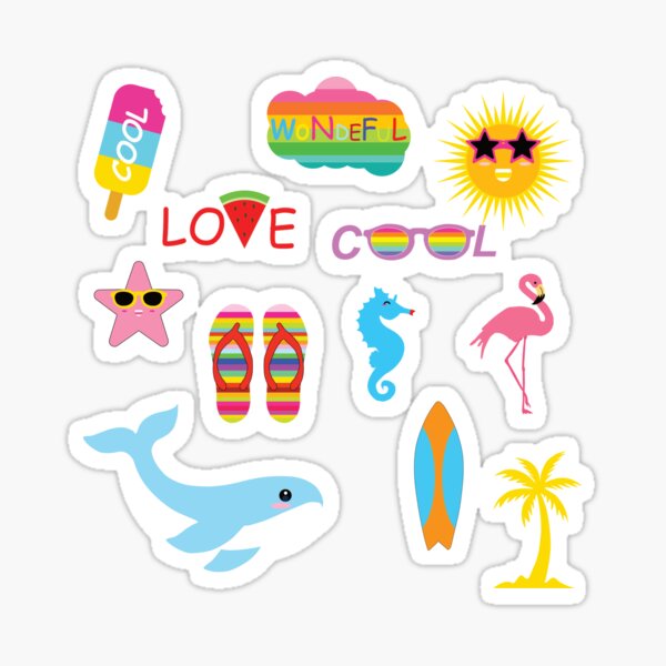 "cute summer beach stickers pack" Sticker for Sale by Babmk | Redbubble