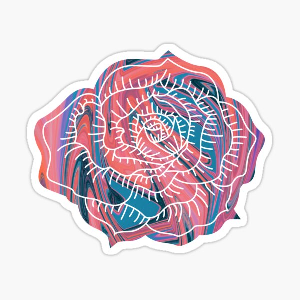 "Cute Pink Swirls Sunset Rose Floral Sticker" Sticker by seniadesigns ...