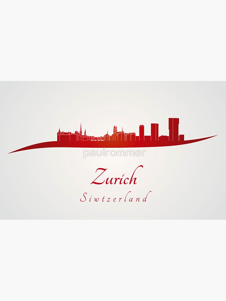 "Zurich skyline in red" Sticker for Sale by paulrommer | Redbubble