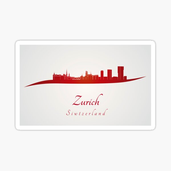 "Zurich skyline in red" Sticker for Sale by paulrommer | Redbubble