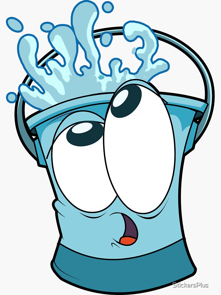 "Cute Bucket of Water Cartoon Character" Sticker for Sale by ...