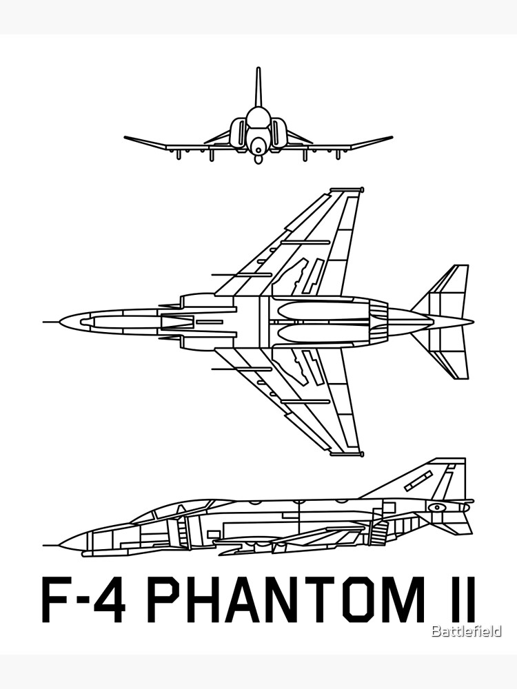 "F-4 Phantom II Multirole Fighter Bomber Jet Plane Blueprint Gift" Art ...