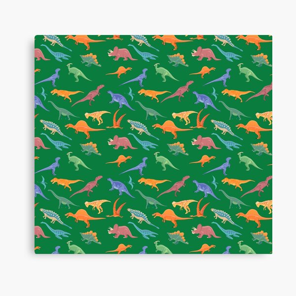 "Science-inspired Designs - Dinosaur! Cool Dino pattern - Green" Canvas ...