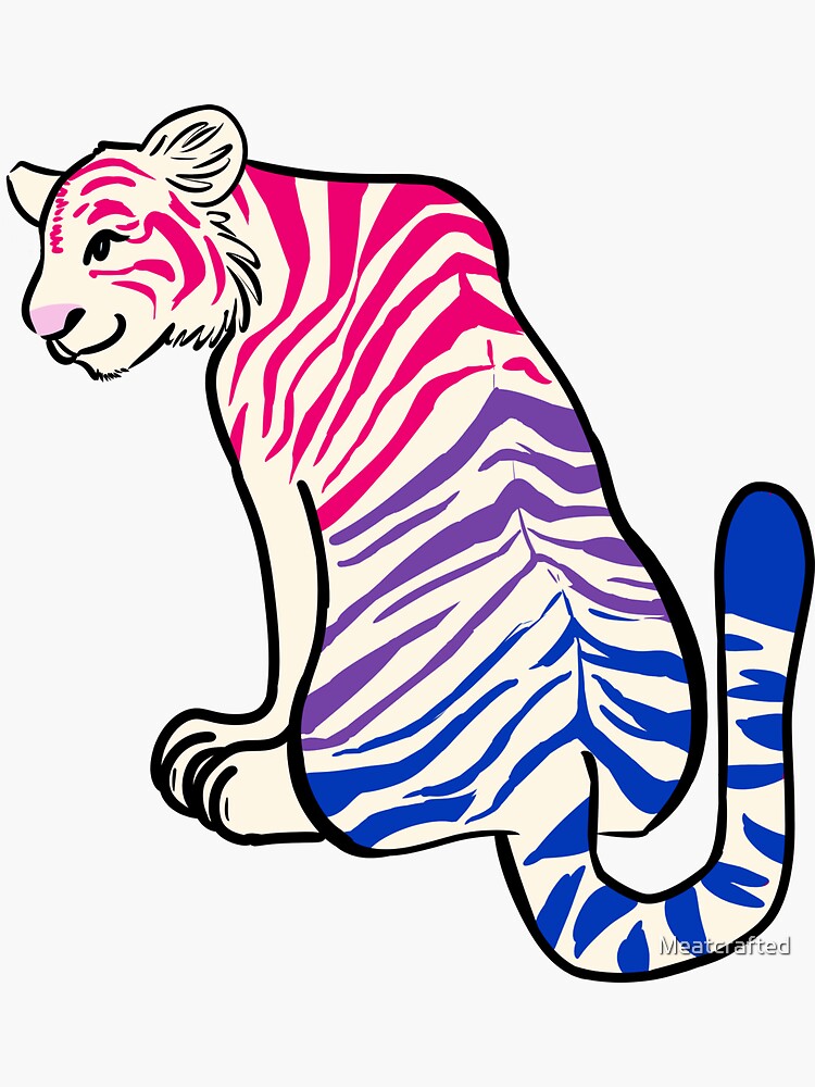"Tiger LGBTQ+ Pride - Bisexual" Sticker for Sale by Meatcrafted | Redbubble