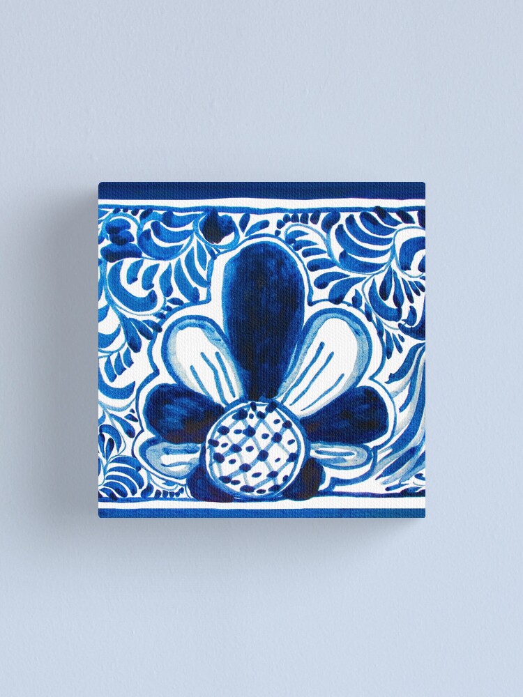 "Blue and White Mexican Talavera Style - Vibrant Bright Blue Mexico ...