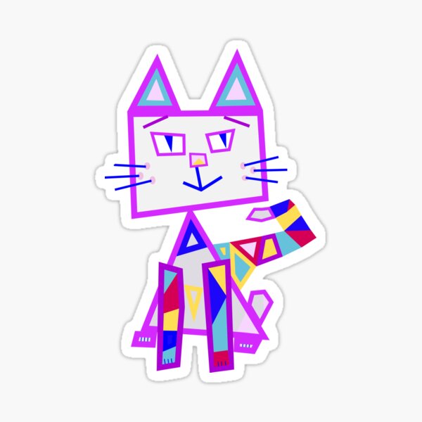 "Geocat. Plain shapes cat." Sticker for Sale by Slap-Cat | Redbubble