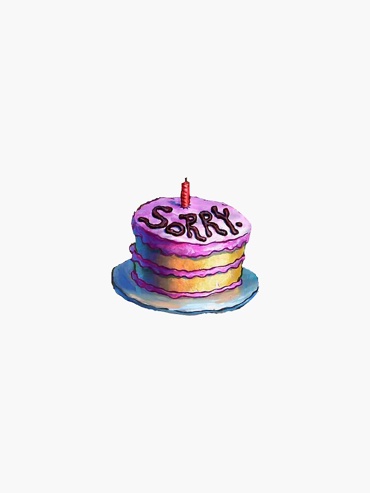 "Spongebob Sorry Cake" Sticker for Sale by Julitortellini | Redbubble