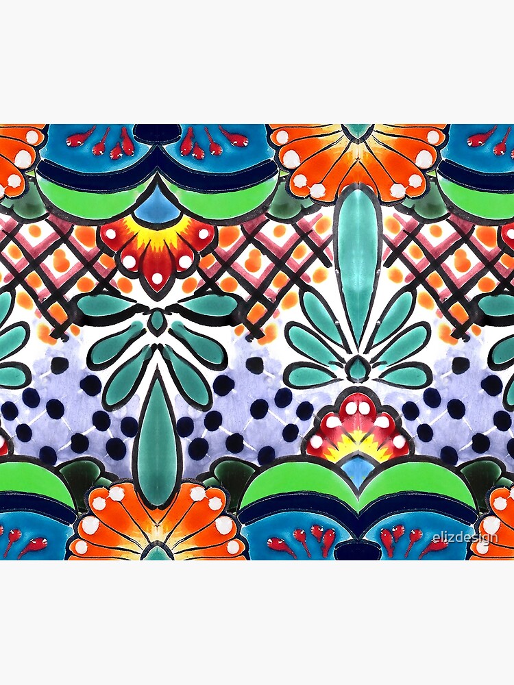 "Colorful Talavera, Green Accent, Mexican Tile Design" Shower Curtain ...