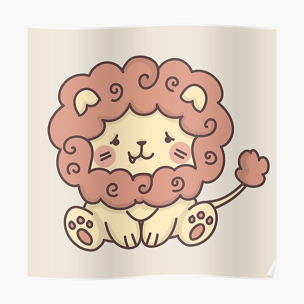 "Cute Character Kawaii Embarrassed lion cub" Poster for Sale by ...