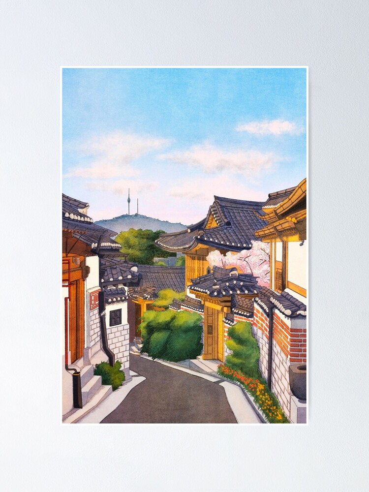 "Bukchon Hanok Village" Poster for Sale by s1ngs0ng | Redbubble