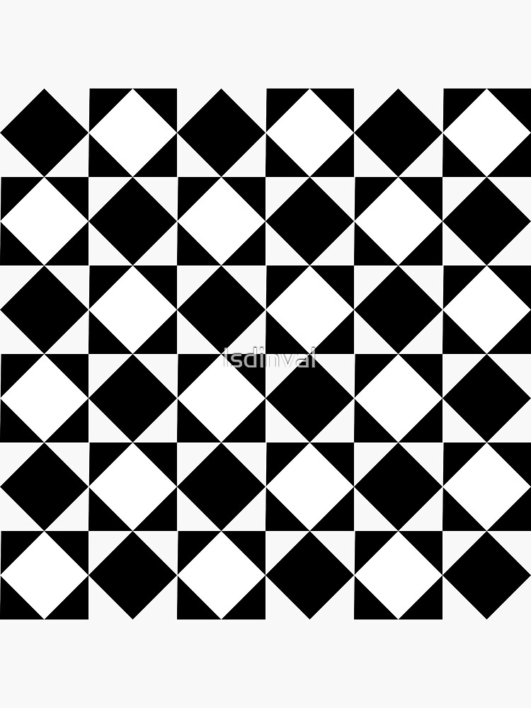 Pegatina «Patrón de damero en blanco y negro - Formas geométricas ...
