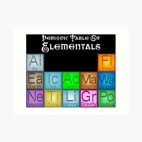 "Periodic Table of Elementals" Art Print by terronis | Redbubble