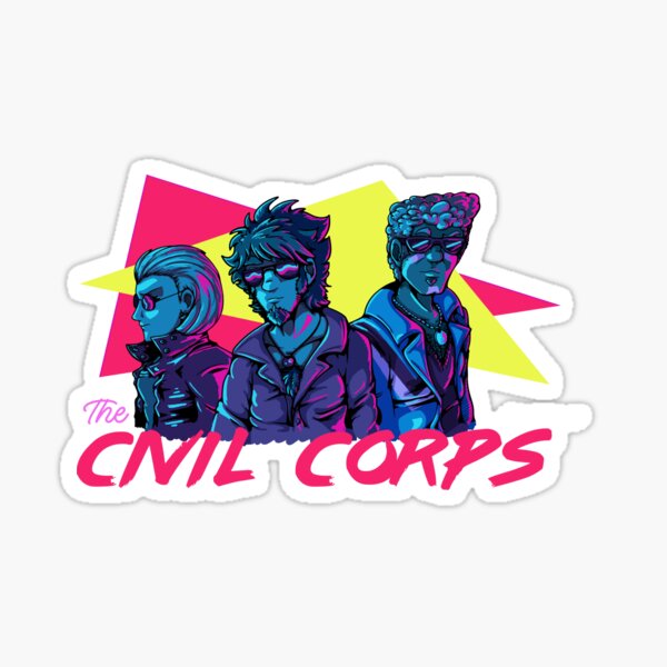 "The Civils Corps 80s style" Sticker for Sale by stormblaze | Redbubble