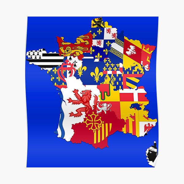"French Regions Flags Map, France" Poster for Sale by Celticana | Redbubble