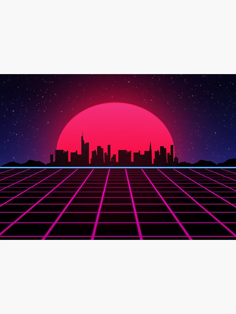 "Retro Synthwave Grid" Sticker for Sale by yaekus | Redbubble
