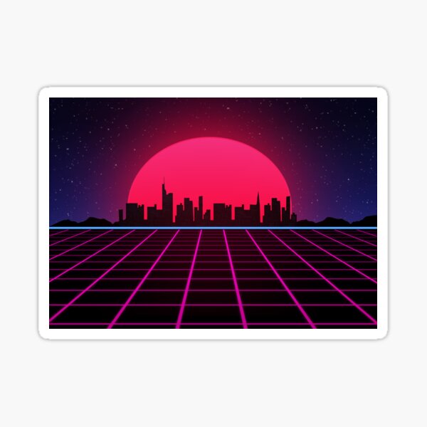 "Retro Synthwave Grid" Sticker for Sale by yaekus | Redbubble