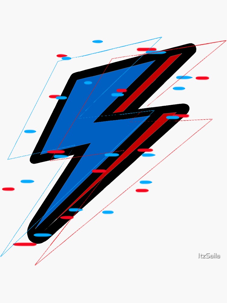 "Glitched red and blue lightning bolt" Sticker for Sale by ItzSaila | Redbubble