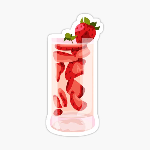 "Cute pink strawberry fruit juice drink " Sticker for Sale by lunasaros ...