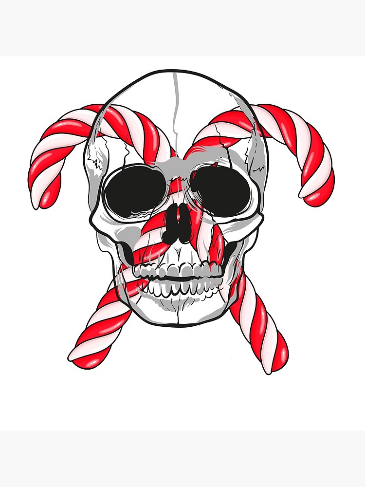 "Scary Christmas Skull Candy Cane" Art Print for Sale by Olale | Redbubble