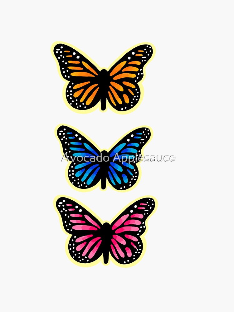 "3 Butterflies " Sticker for Sale by avocadosaucee | Redbubble