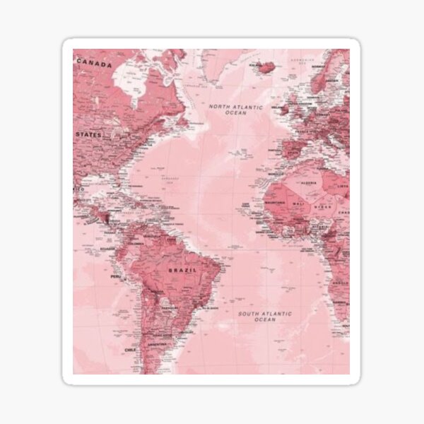 "pink world map " Sticker for Sale by -avajacqueline- | Redbubble