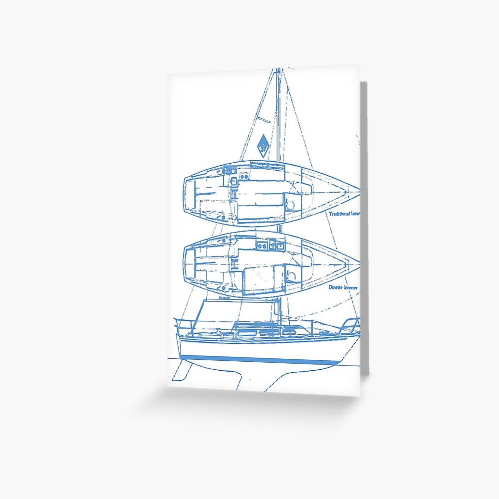 "Catalina 27 sailboat line drawing" Greeting Card by wingnut537 | Redbubble