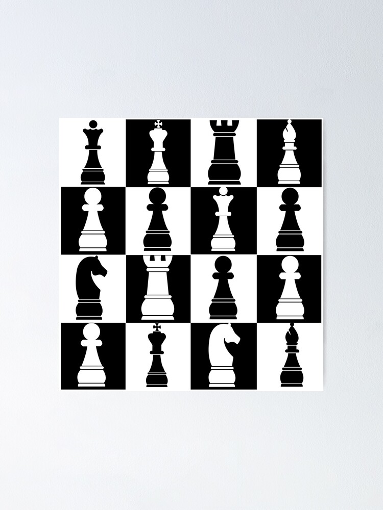 "Black and White Chess Board Print Pattern" Poster for Sale by ...