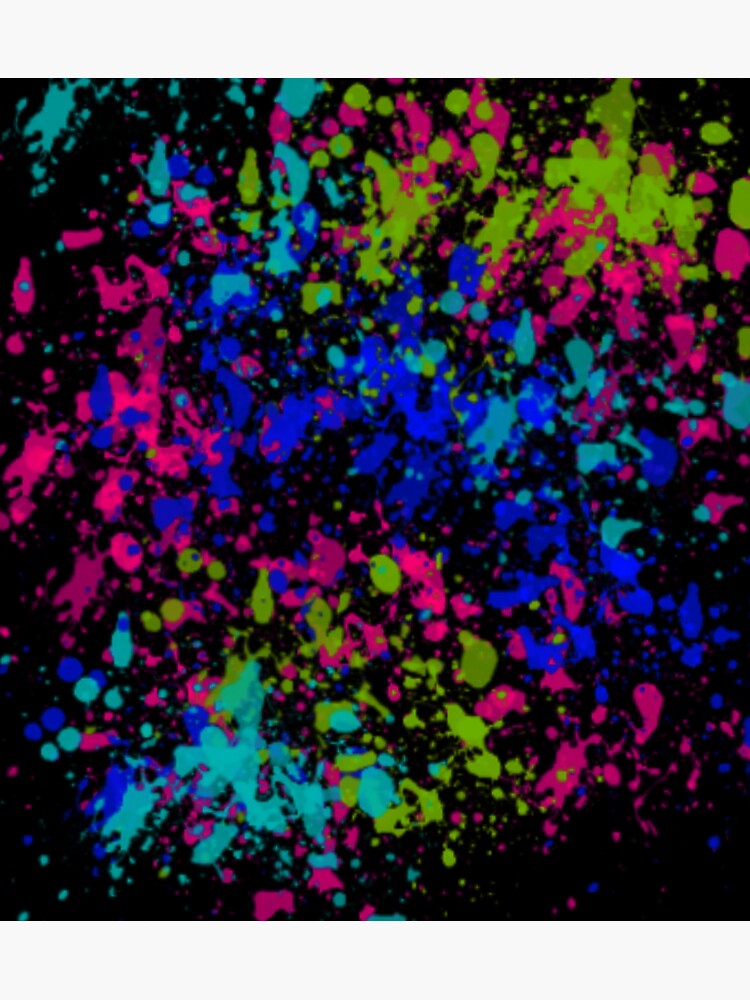 "Splashes of Color Abstract Art Print - Thrown Paint on Black Canvas ...