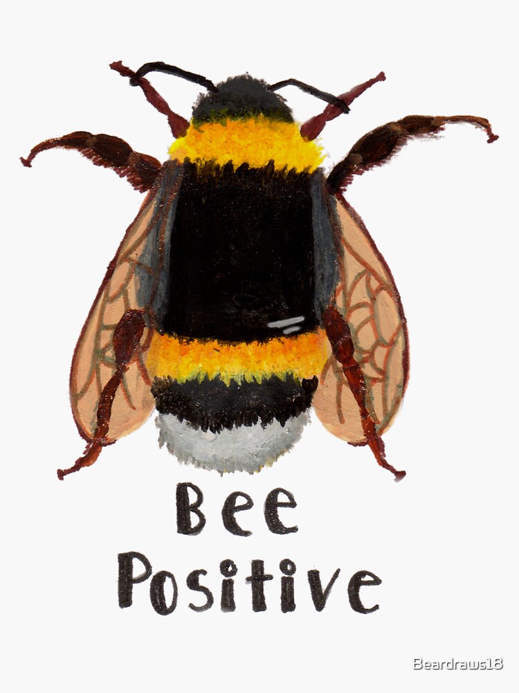 ""Bee positive" Bumble bee painting design" Sticker for Sale by ...