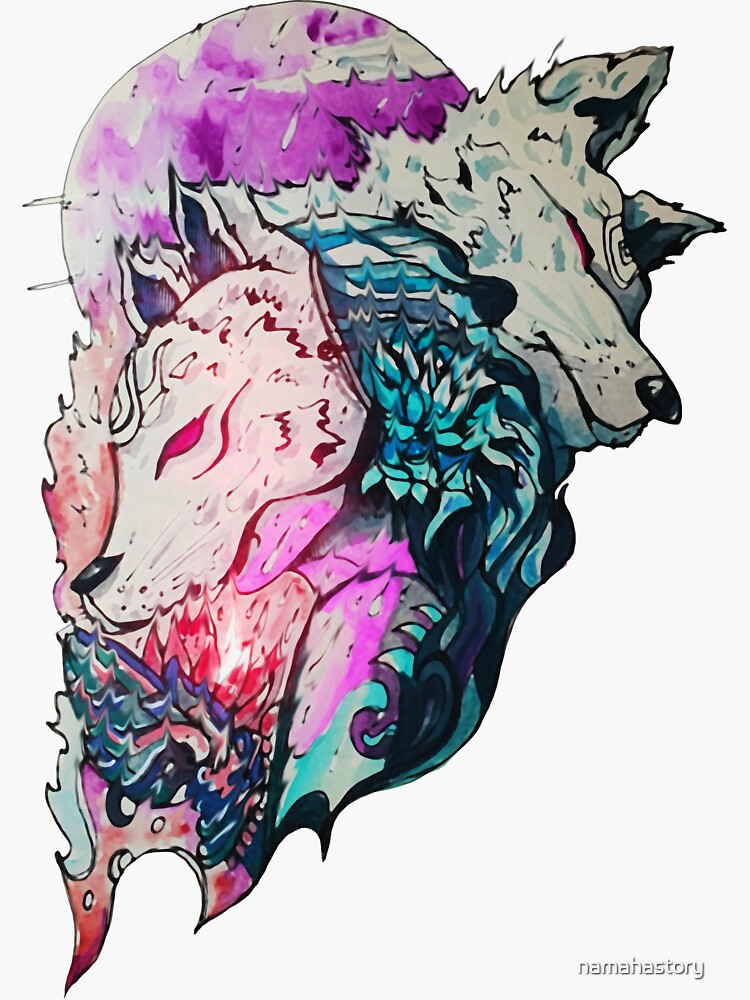 "Wolf Girl" Sticker by namahastory | Redbubble