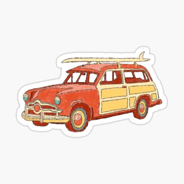 "Vintage Beach Car" Sticker for Sale by averysbrown | Redbubble