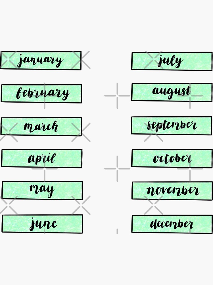 "Bullet Journal Monthly Labels (Green)" Sticker for Sale by ...