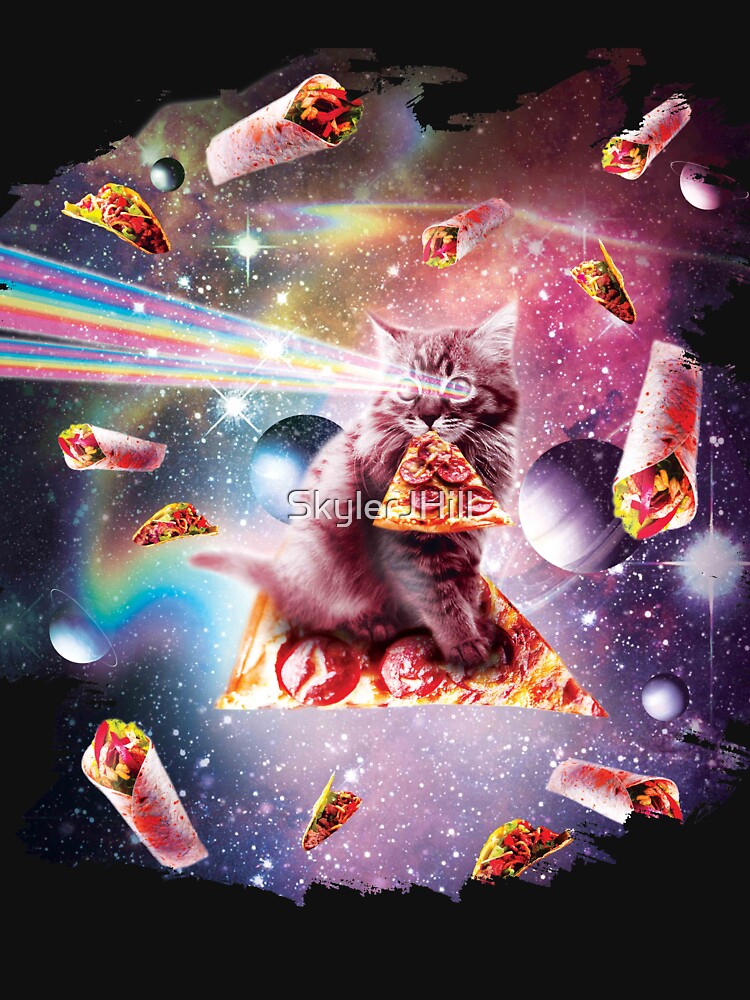 "Outer Space Pizza Cat - Rainbow Laser, Taco, Burrito" Essential T ...