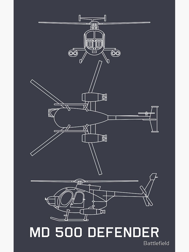 "MD 500 Defender Military Helicopter Blueprint Gift" Sticker for Sale ...