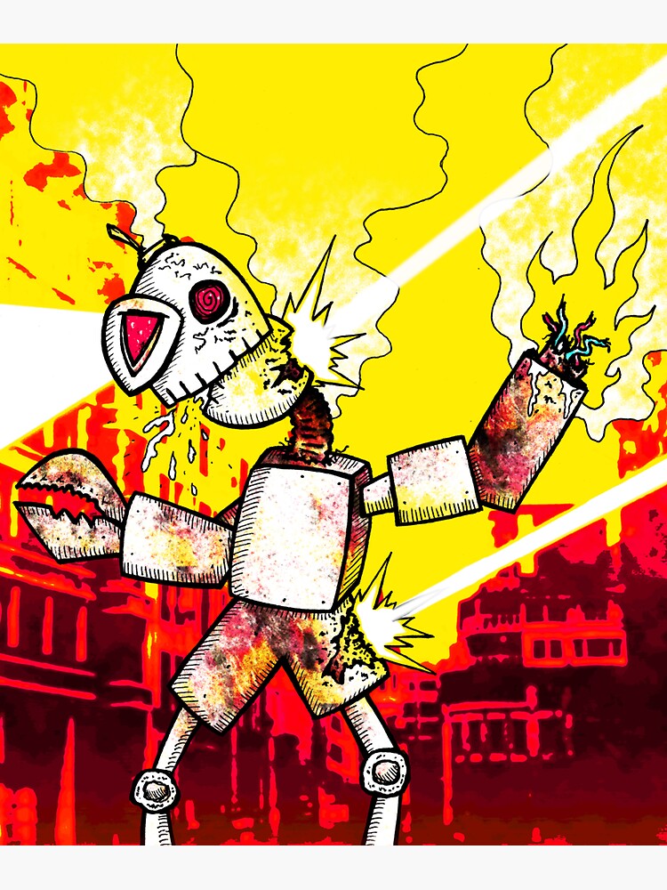 "Robot Meltdown" Sticker by Honney-Bayes | Redbubble