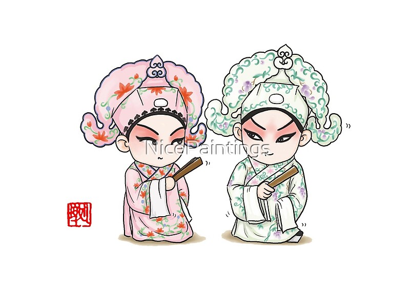 "Chinese Opera Character - Liang and Zhu" by NicePaintings | Redbubble