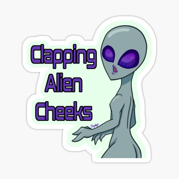 "Clapping Alien Cheeks Graphic" Sticker by Leguminophobic | Redbubble